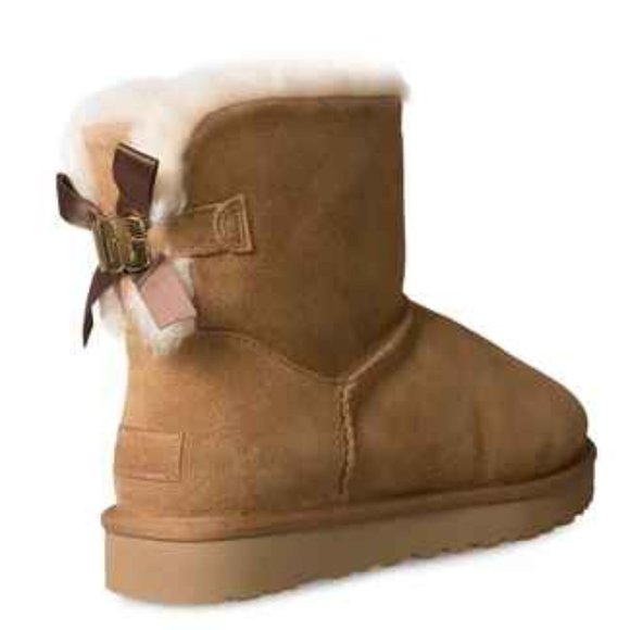 UGG | Shoes | Ugg Mini Bailey Ugg Metal Graphic Chestnut Boots | Poshmark